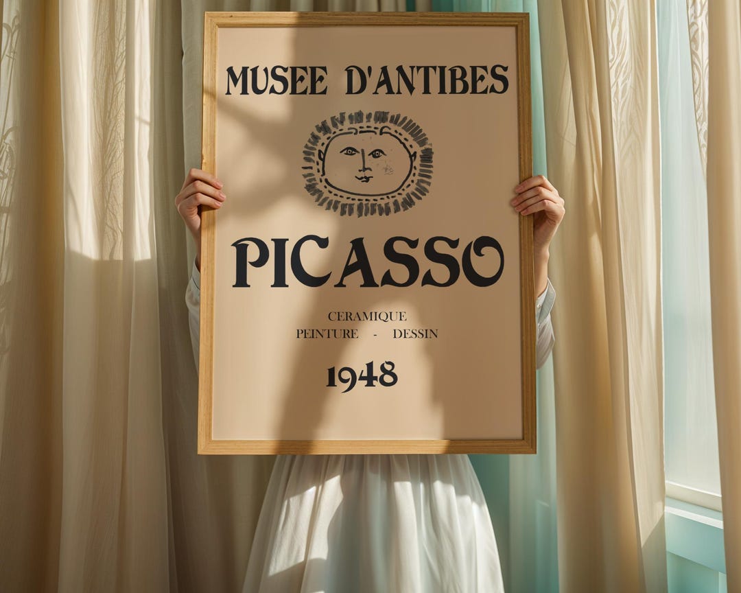 Picasso Sun Face Print | Vintage French Style, Musée D’antibes Poster ...