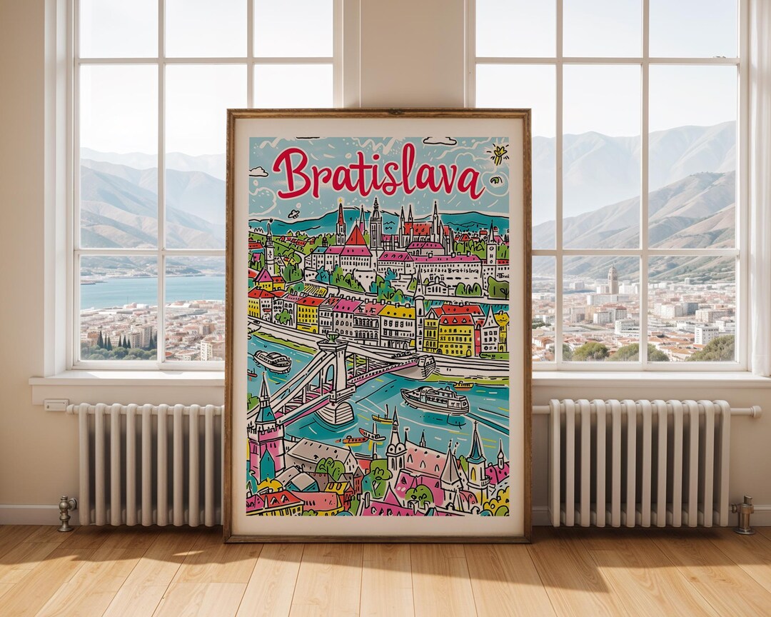 Bratislava Slovakia Travel Poster | Colorful European City Illustration ...