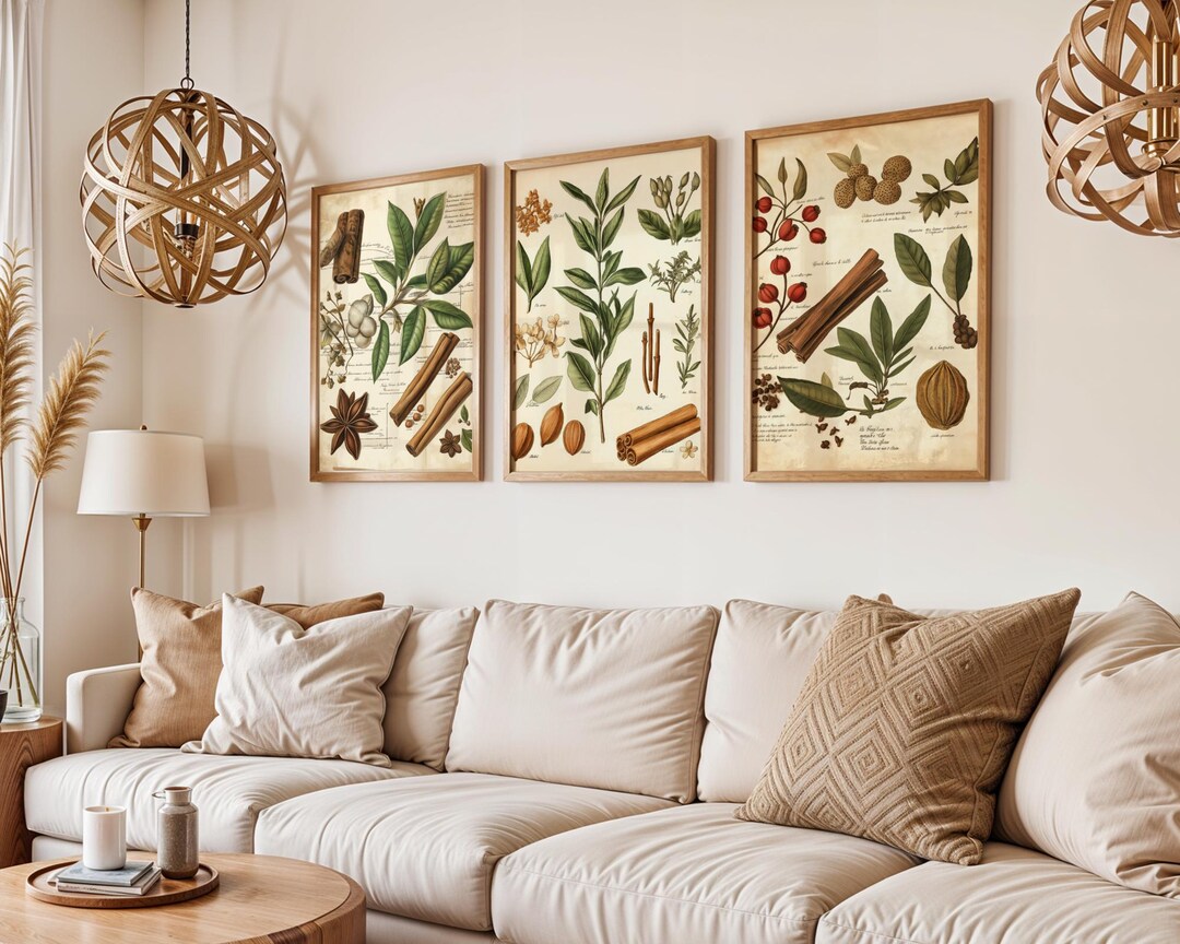Botanical Spice Wall Art Set of 3 | Vintage Herb and Spice ...