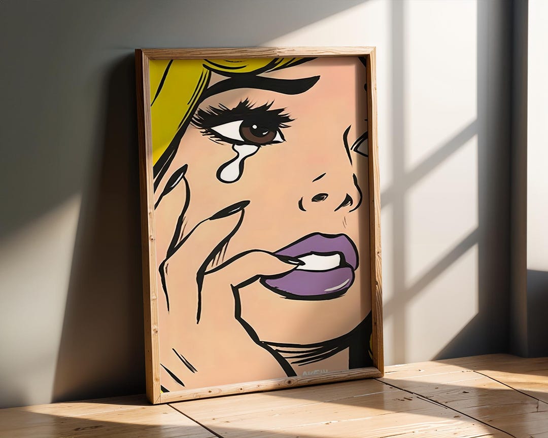 Modern Pop Art | Crying Woman Print | Vintage Comic Book Style - Etsy