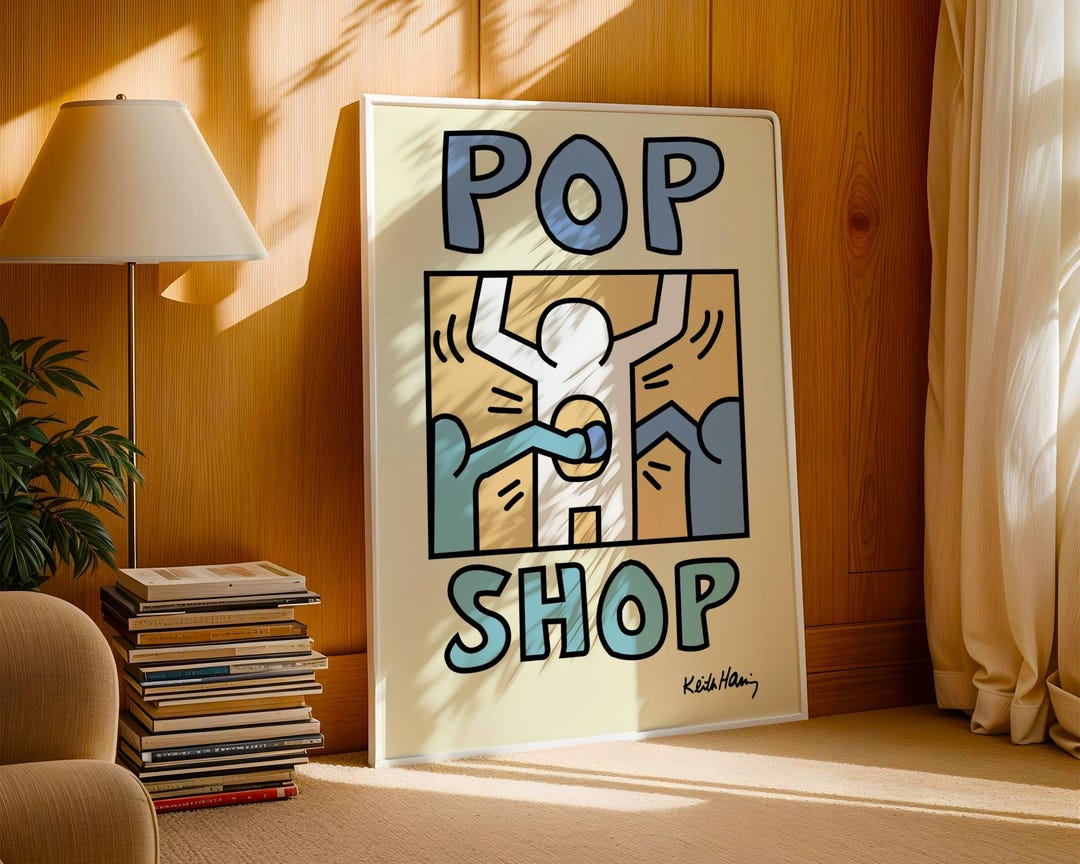 Keith Haring-inspired Pop Shop Poster | Retro Street Art With Abstract ...