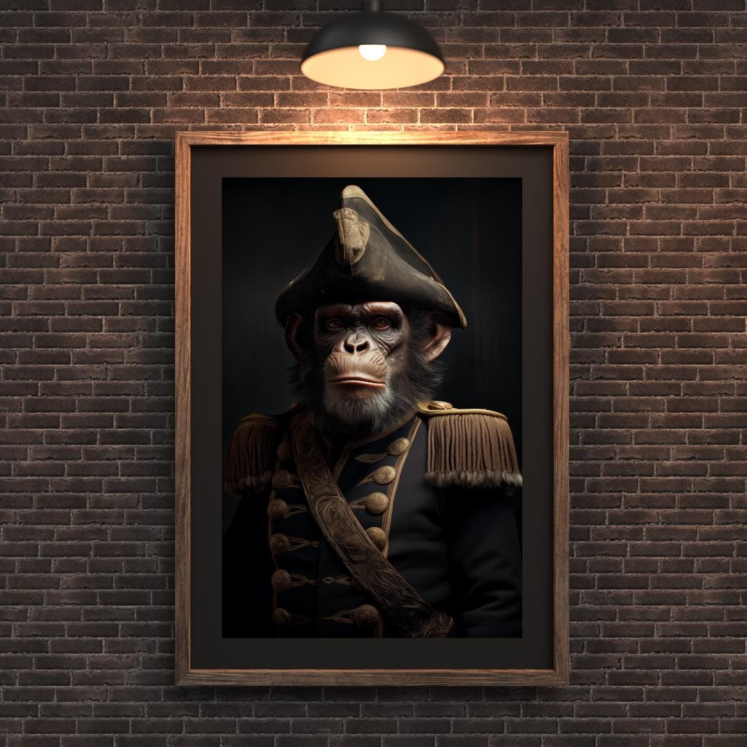 Regal Monkey Portrait Print | Eclectic Animal Wall Art - Etsy