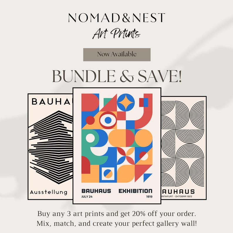 Bauhaus Poster Geometric Print | Mid Century Modern Art - Etsy UK