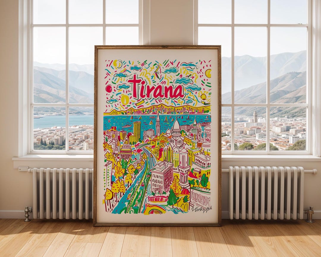 Tirana Albania Travel Poster | Colourful City Illustration Art - Etsy