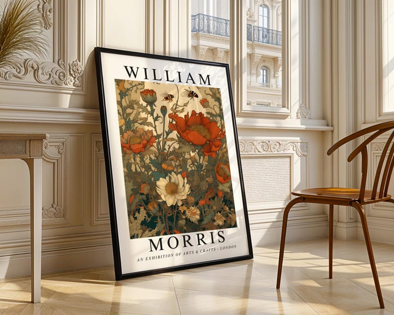William Morris Print Bees and Poppies | Vintage Garden Art Poster - Etsy