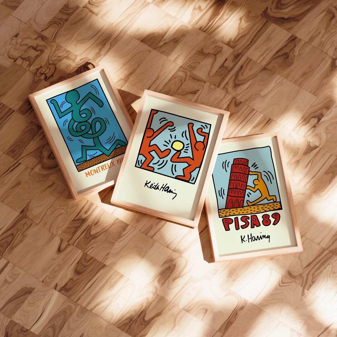 Keith Haring Set of 3 Wall Prints | Montreux, Dancing Sun & Leaning ...