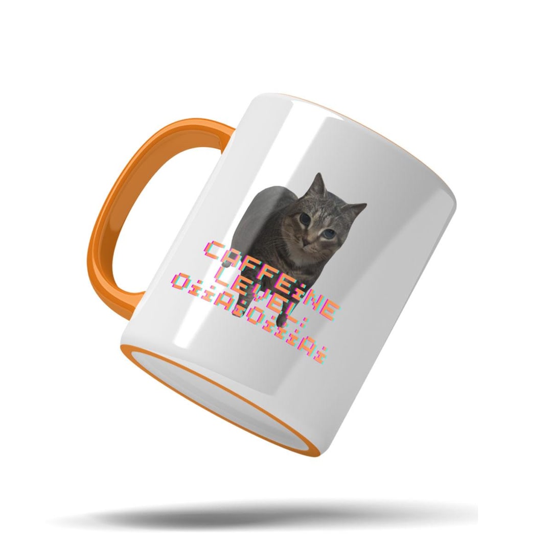 Funny Meme Cat Coffee Mug – "caffeine Level: Oiiaioiiiai" – Sarcastic ...