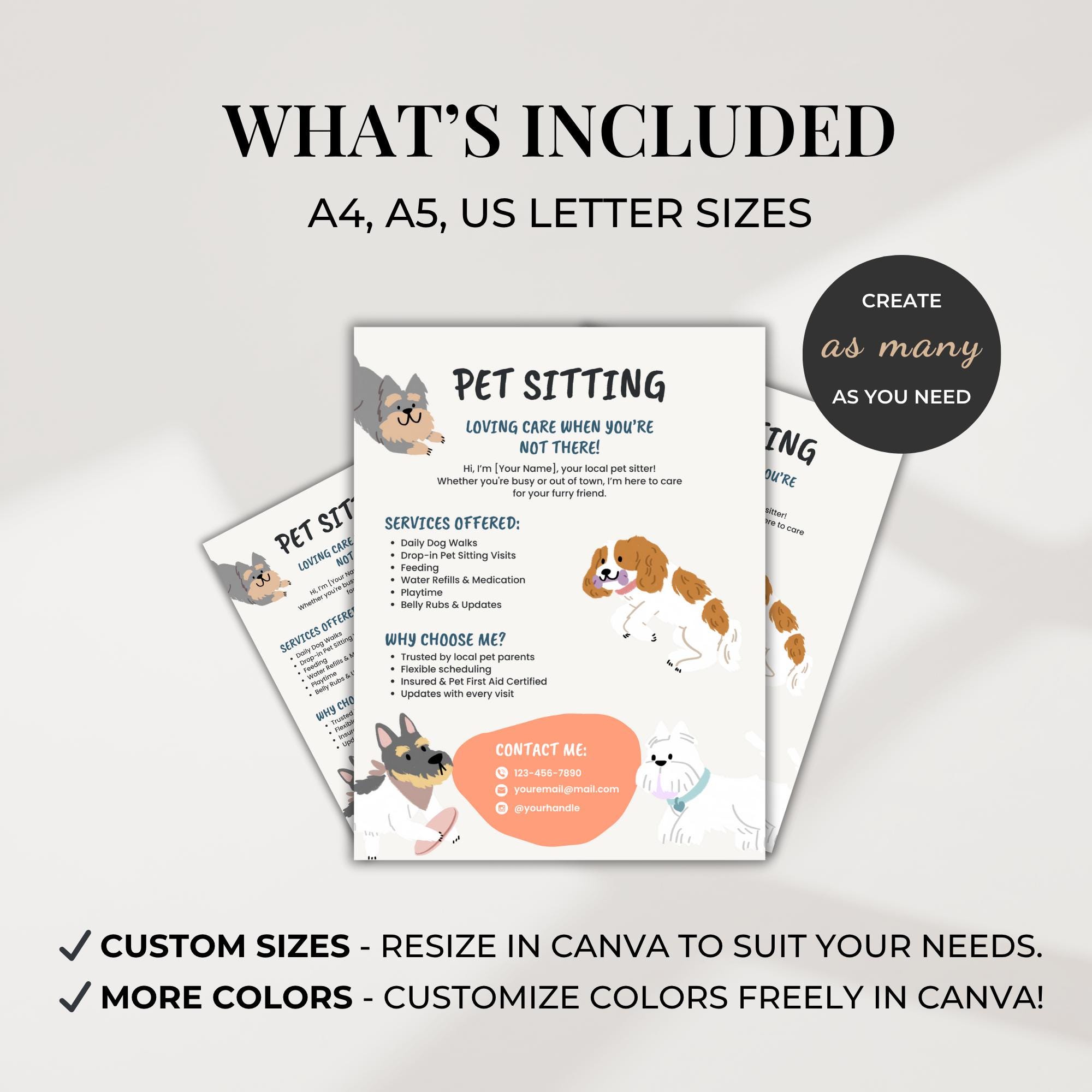 Dog Walking Flyer Template: Pet Sitter Marketing Flyer, Editable Canva ...