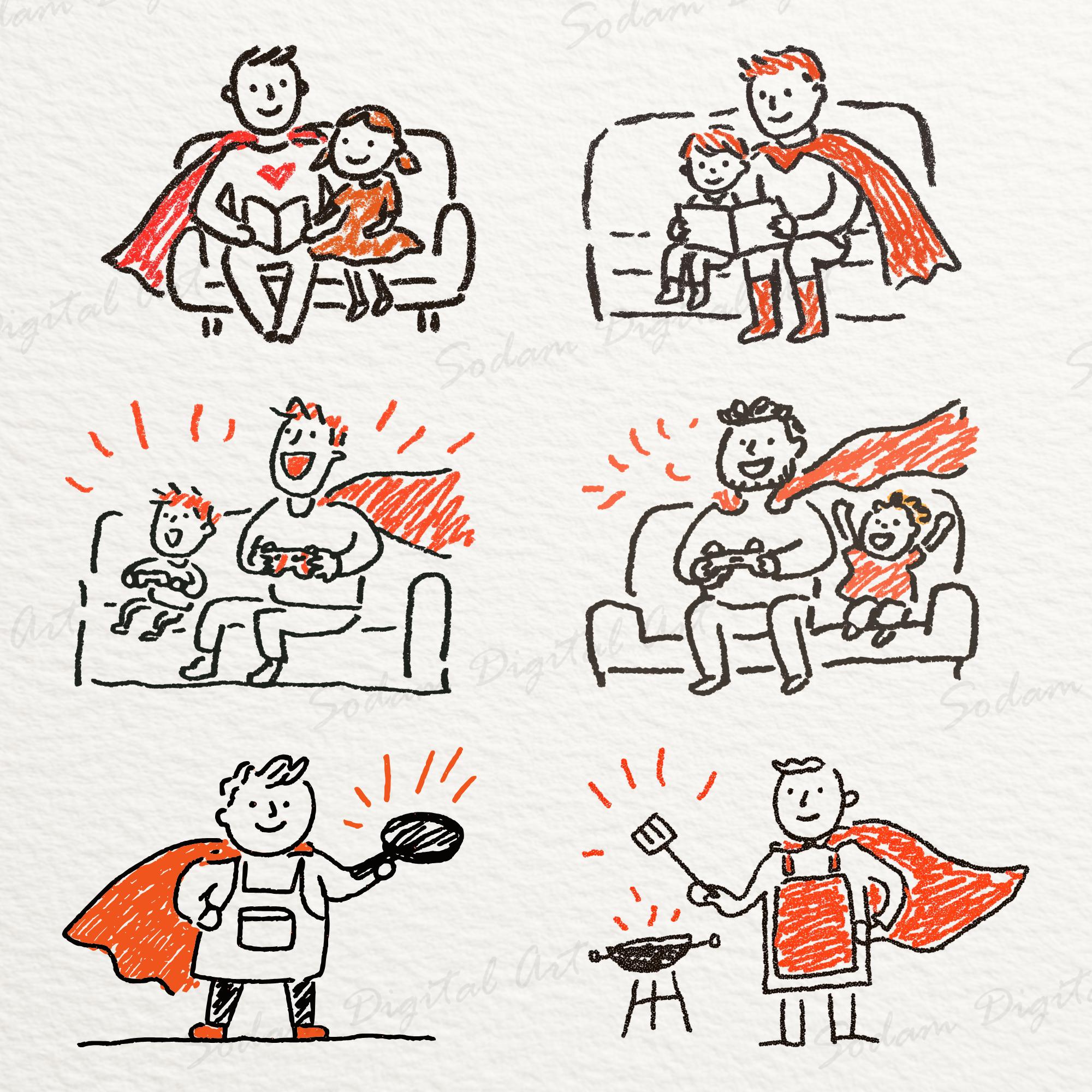 Super Dad Clipart Bundle: Hero Father's Day PNG Images (digital ...
