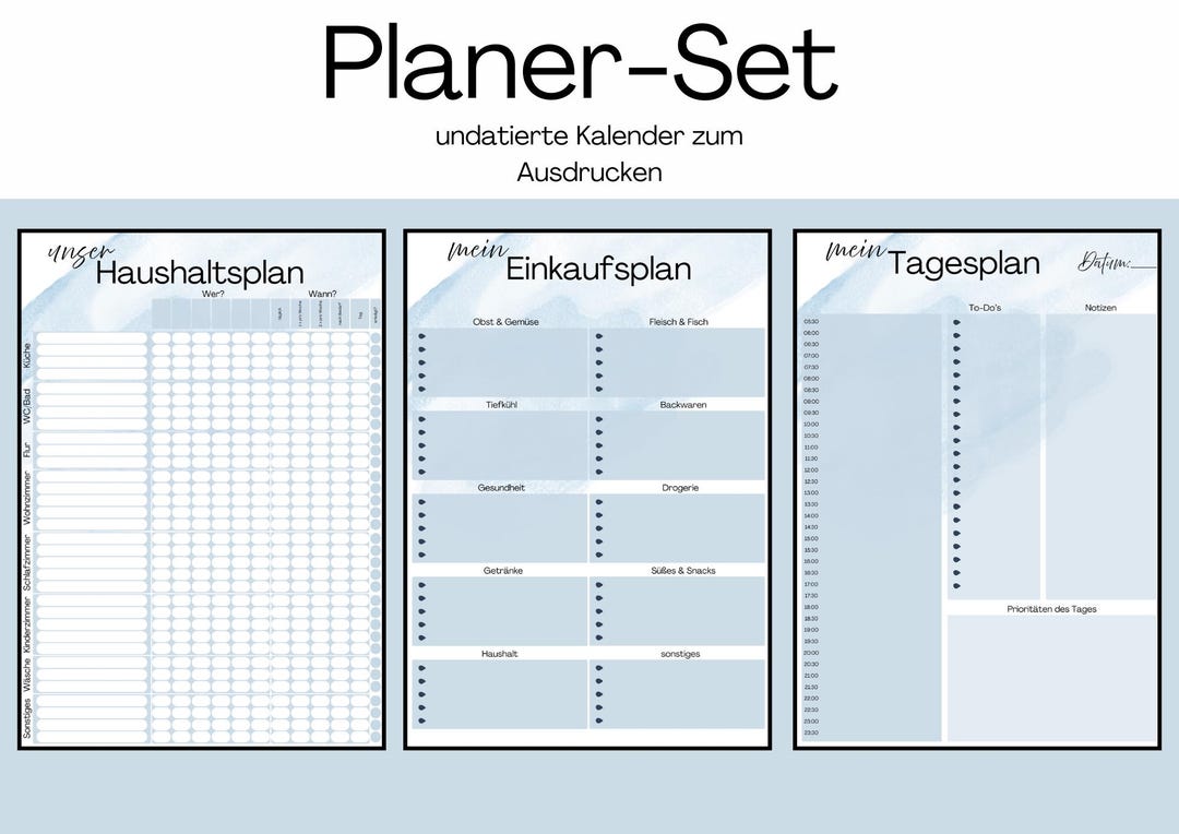Planner Set With 16 Files for Printing | Monthly Plan, Weekly Plan ...