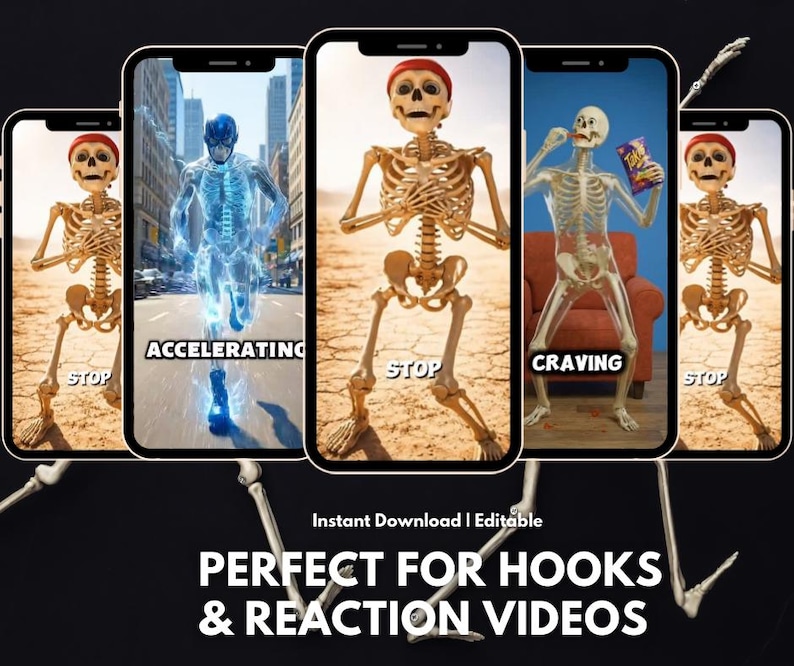 100 AI Skeleton Guy Reels | Funny Spooky Story Shorts (digital Download ...