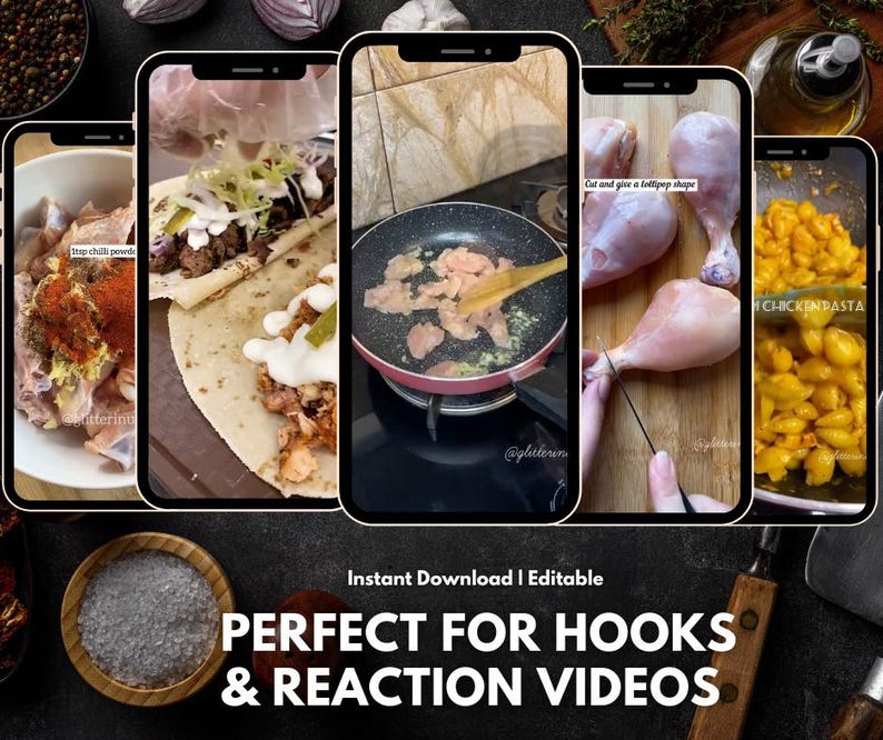 750 Faceless Cooking Reels: Viral Recipe Videos (PLR, Instant Download ...
