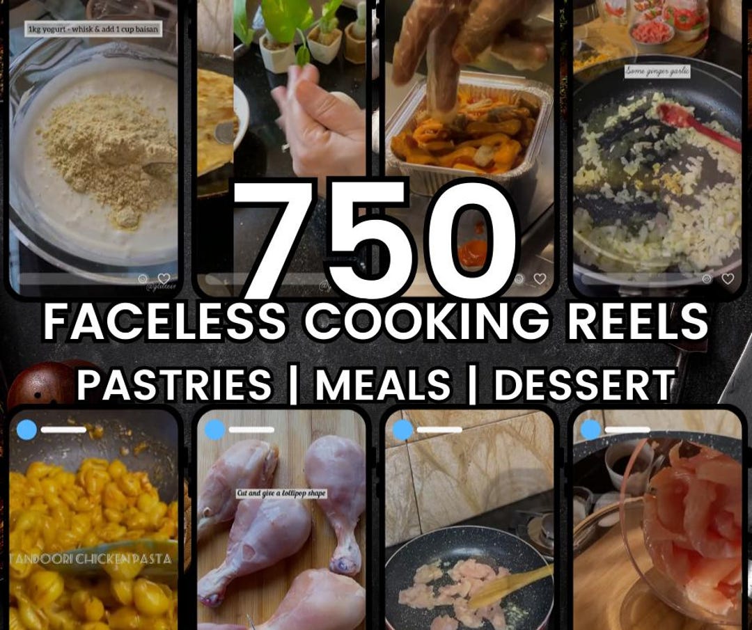 750 Faceless Cooking Reels: Viral Recipe Videos (PLR, Instant Download ...