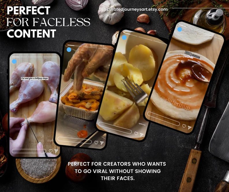 750 Faceless Cooking Reels: Viral Recipe Videos (PLR, Instant Download ...