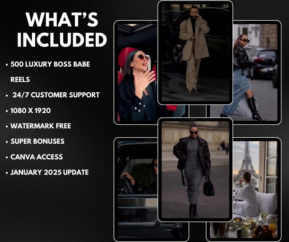 500 Luxury Boss Babe Instagram Reels: Canva Editable (digital Download ...