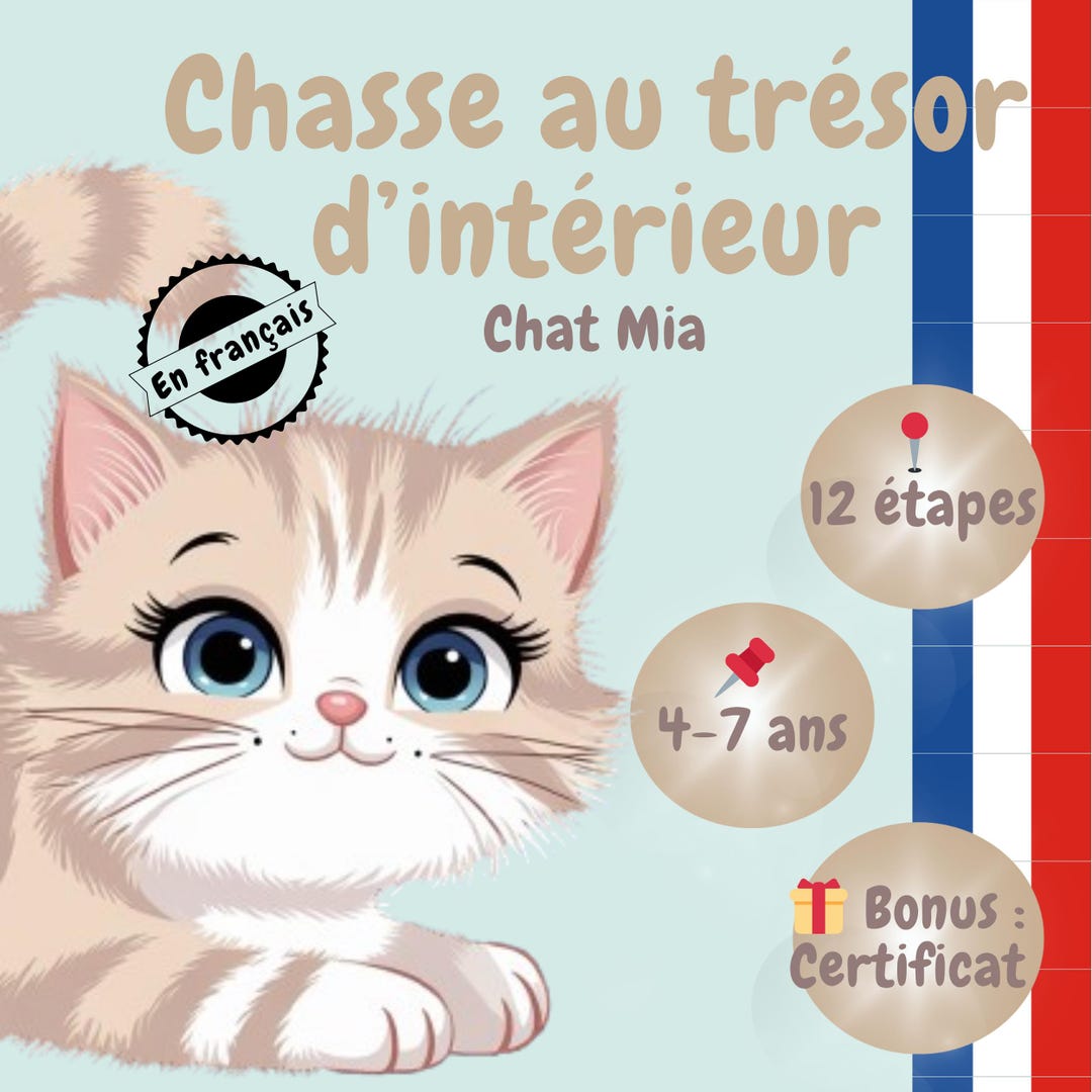 Cat Treasure Hunt, Indoor Digital Activity for Kids Ages 4-7, 12 Steps ...