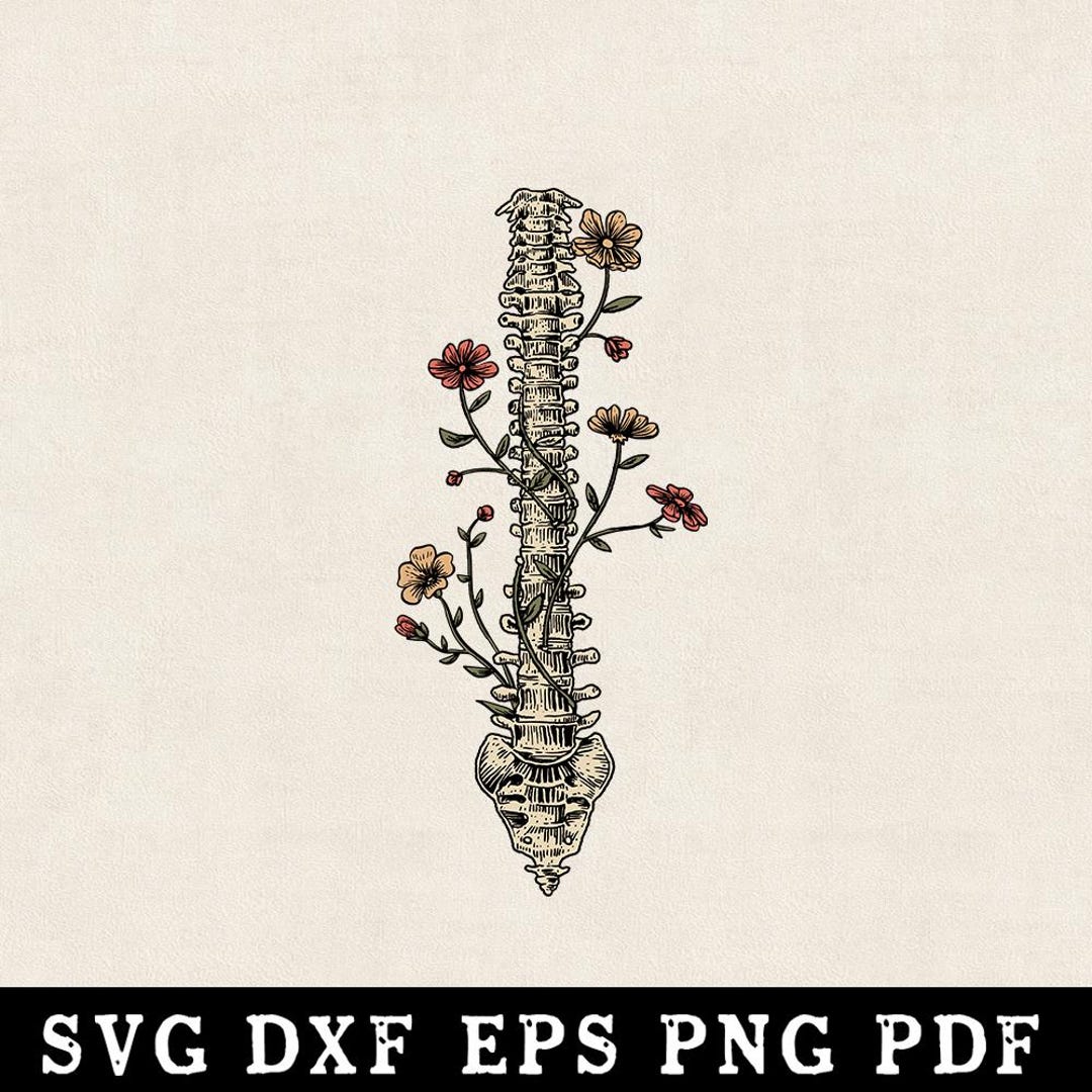Spine Flowers Svg, Floral Spine Svg, Floral Spine, Spine Anatomy, Bone ...
