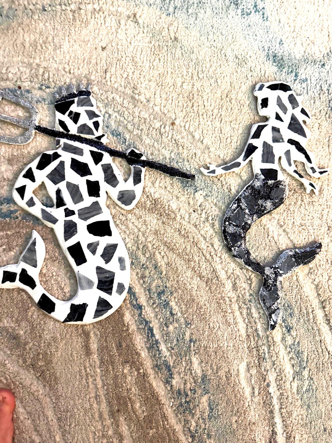 Mythical Sea Lovers – Mermaid & Poseidon Handmade Mosaic Wood Art - Etsy