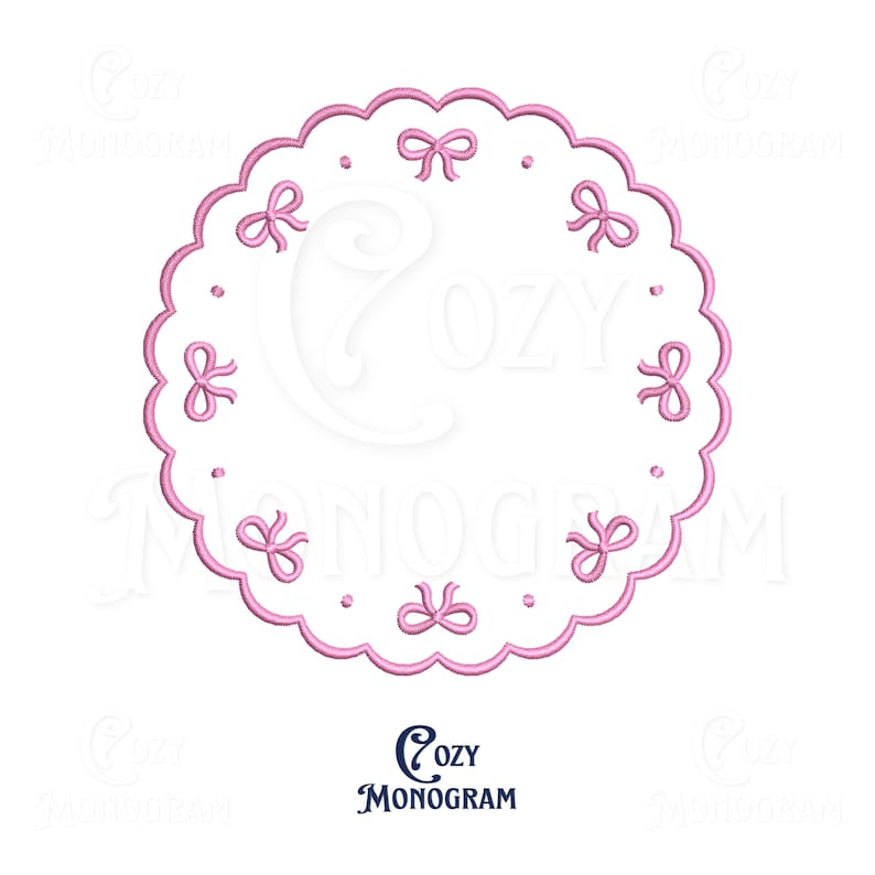 Bow Ribbon Ring Crest Frame Monogram Embroidery Design Machine ...