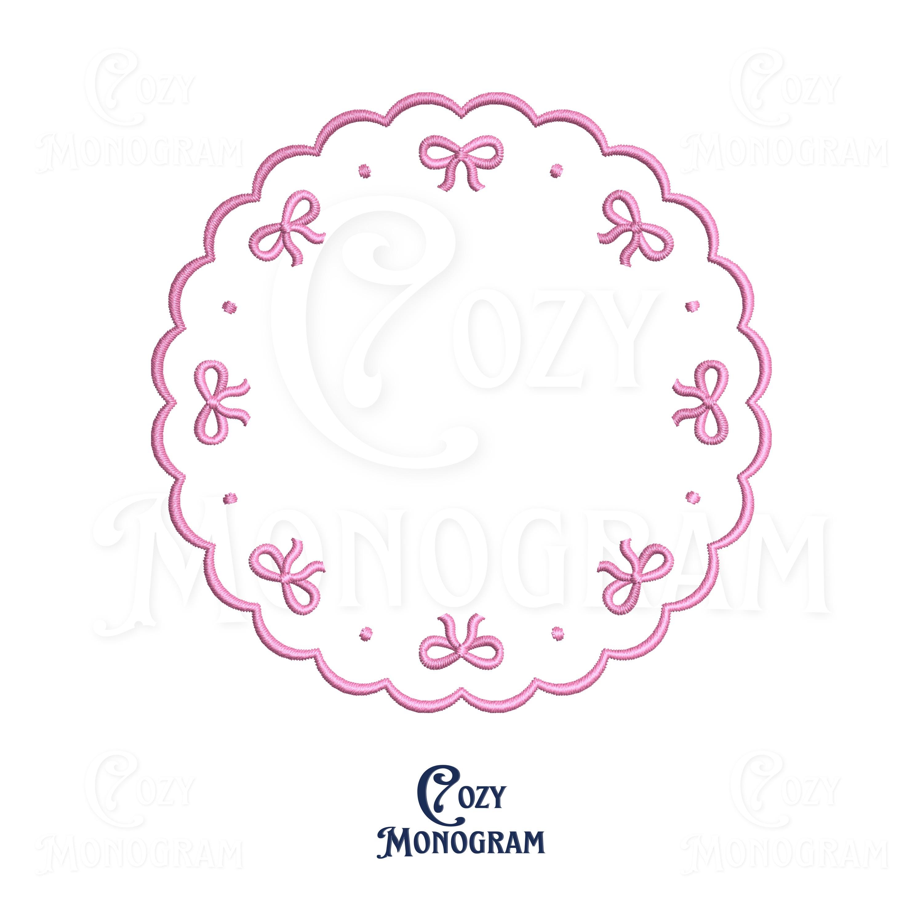 Bow Ribbon Ring Crest Frame Monogram Embroidery Design Machine ...
