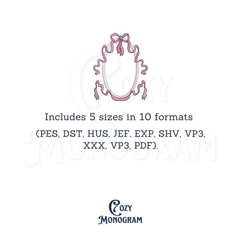 Bow Vintage Monogram Embroidery Frame Design, 6 Sizes - Etsy