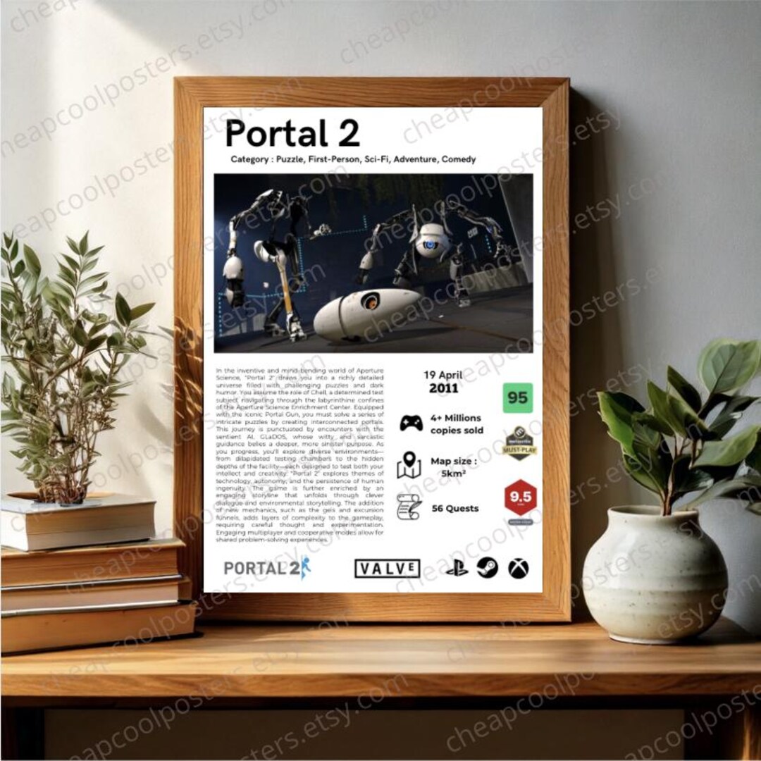 Portal 2 Poster, Minimalist Gaming Wall Art Print, Geeky Wall Decor ...