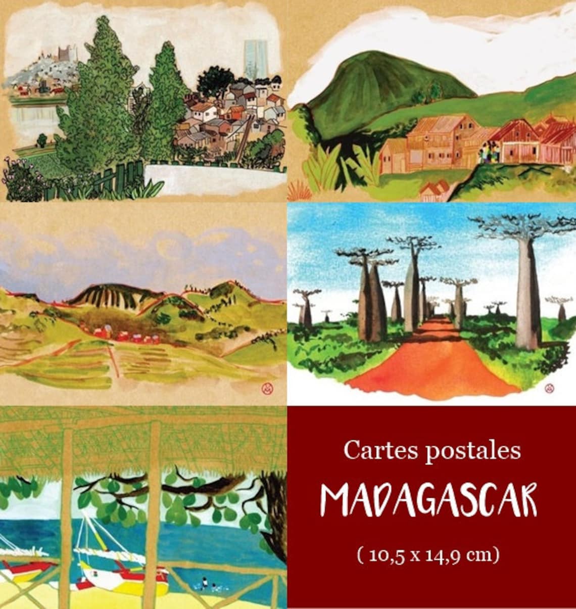 Cartes postales MADAGASCAR 5 modèles différents | Etsy