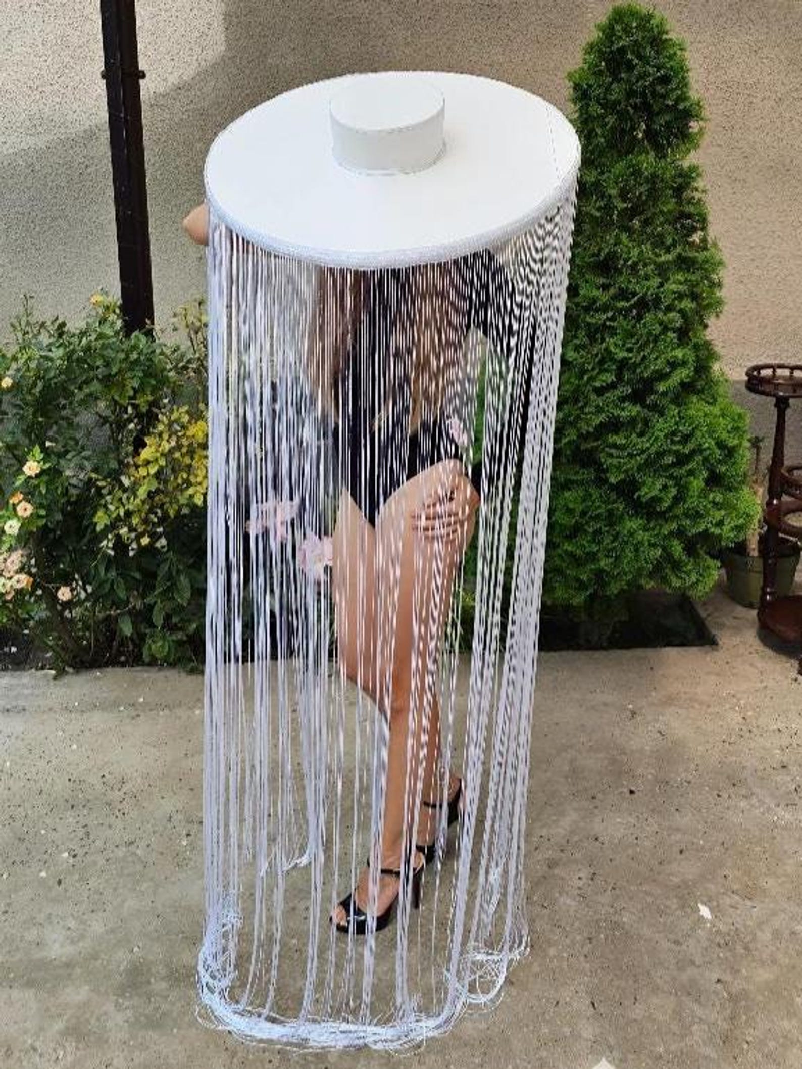Oversized White Fringe Costume Hat:handmade Cosplay, DJ, Stage Prop. - Etsy