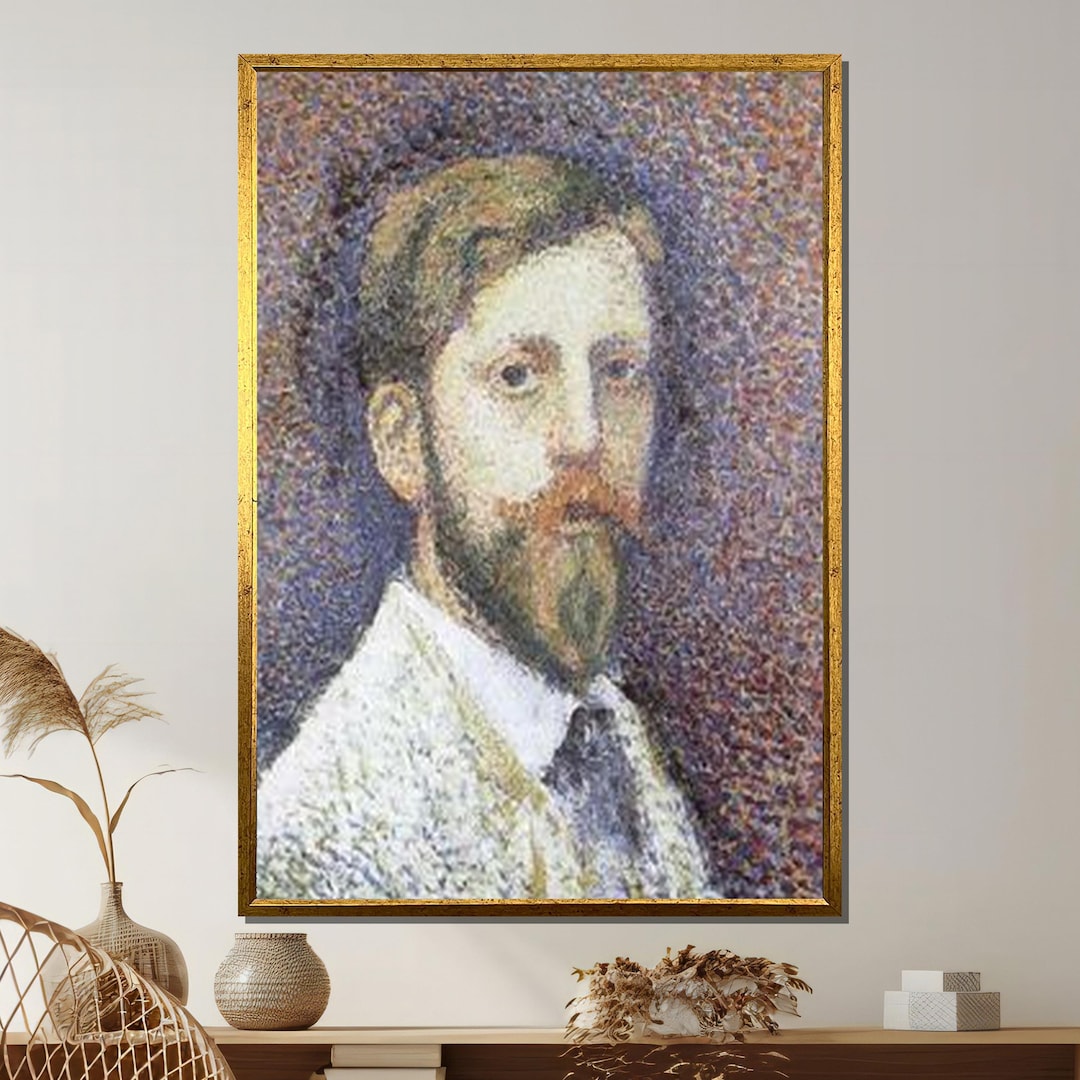 Georges Seurat Portrait Canvas, Pointillism Self-portrait Wall Art, Neo ...