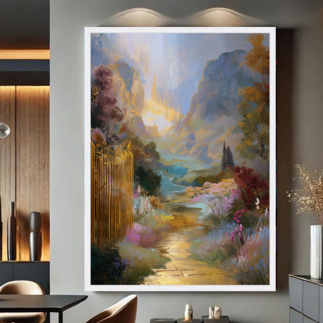 Golden Pathway to Heaven Canvas, Thomas Kinkade Inspired Landscape ...