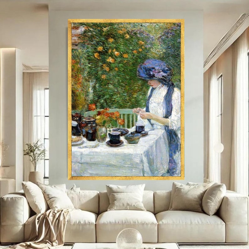 Monet Inspired Garden Tea Canvas, Impressionist Floral Wall Art - Etsy