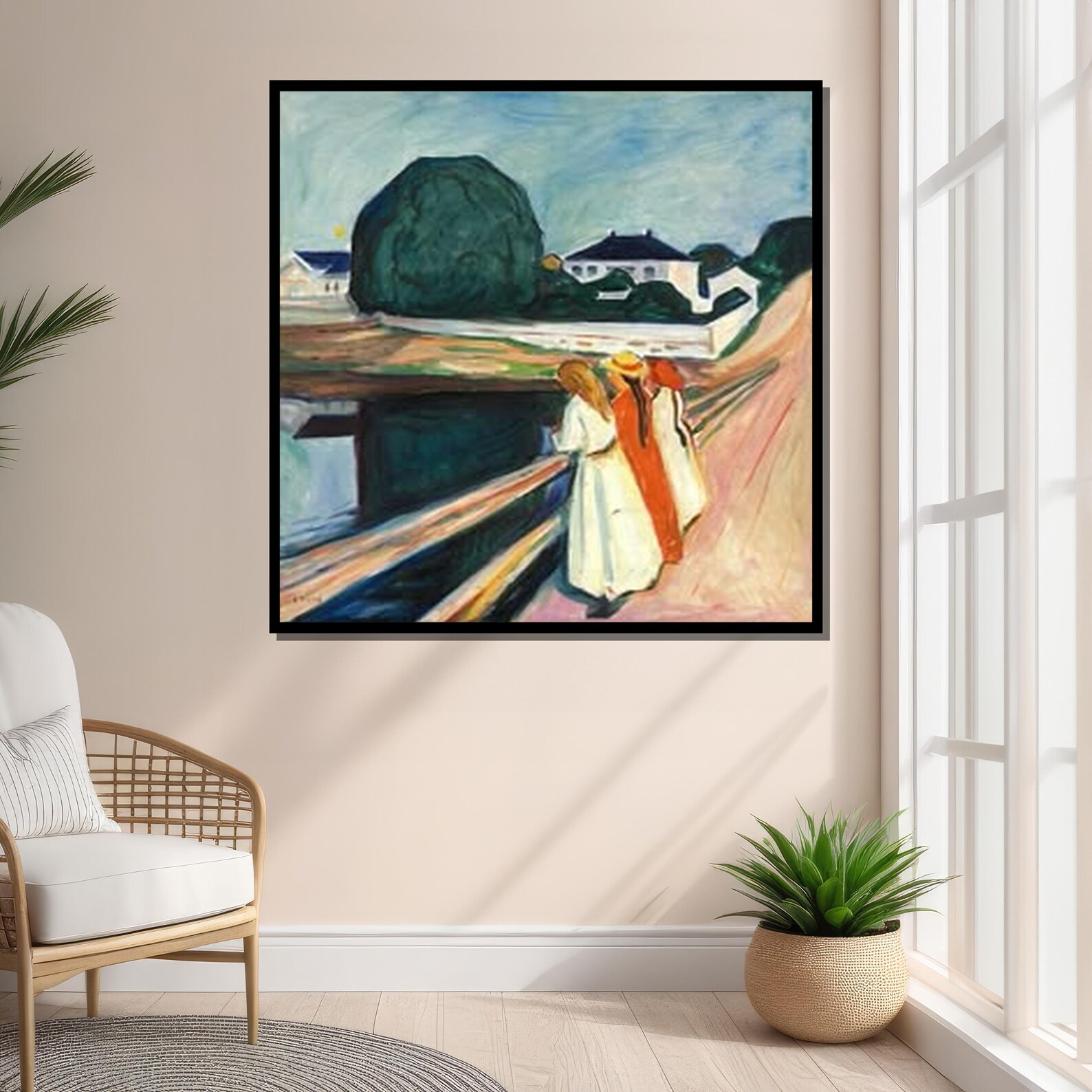 Edvard Munch 'women on Bridge' Canvas Print: Expressionist Village ...