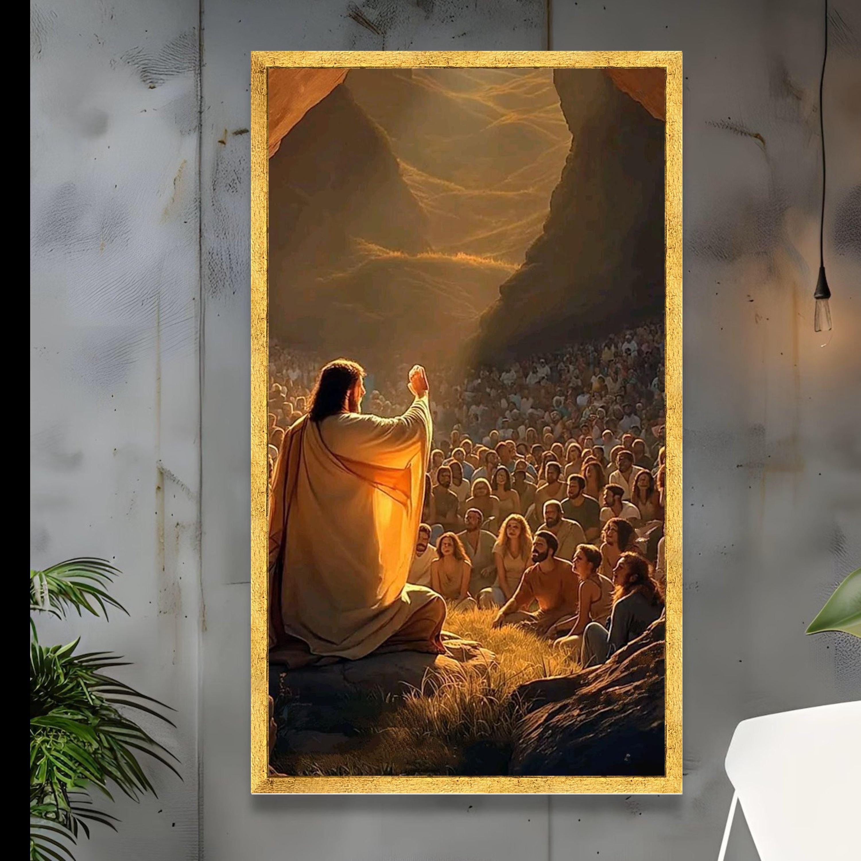 Jesus Teaching Canvas, Sermon on the Mount, Religious Christian Wall ...