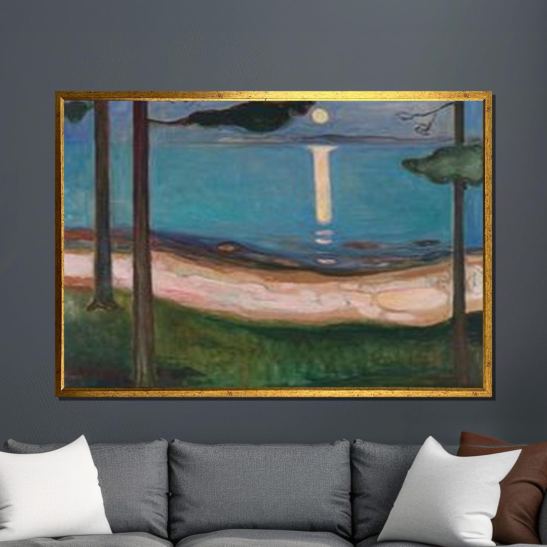 Edvard Munch Moonlight Canvas, Expressionist Seaside Landscape Wall Art ...