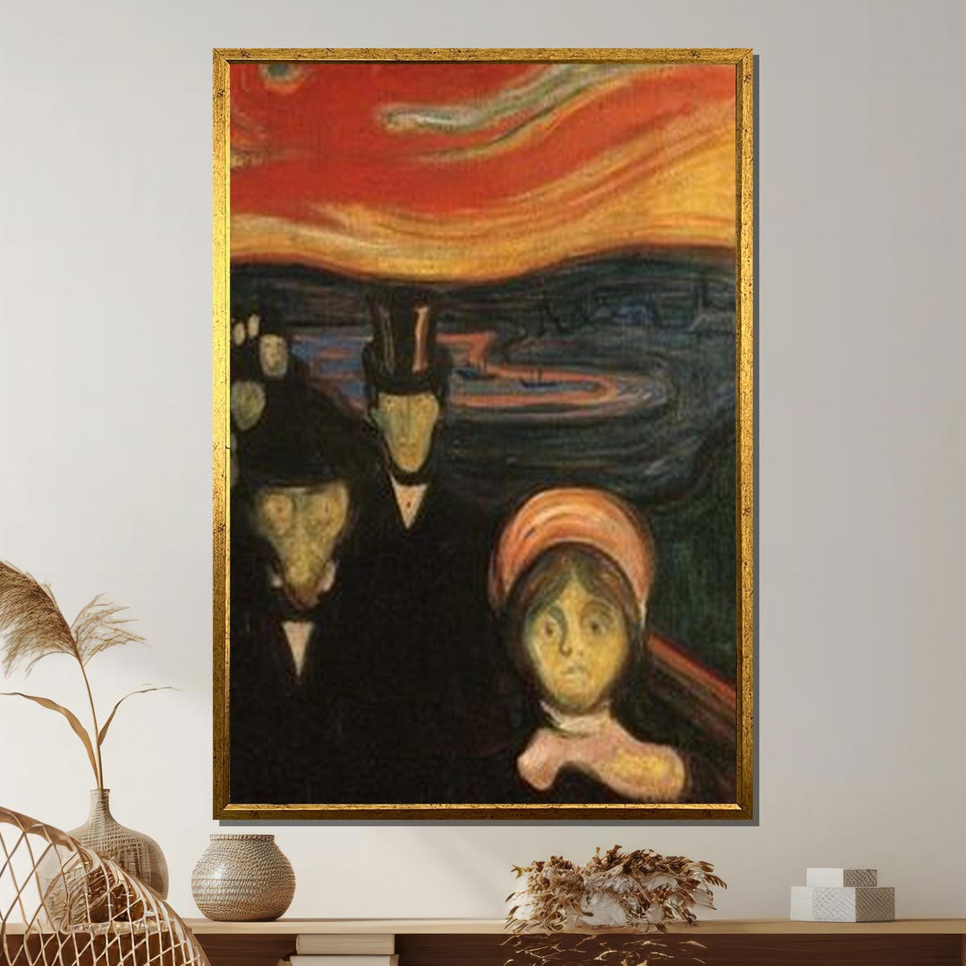 Edvard Munch Anxiety Canvas, Expressionist Psychological Art Print ...
