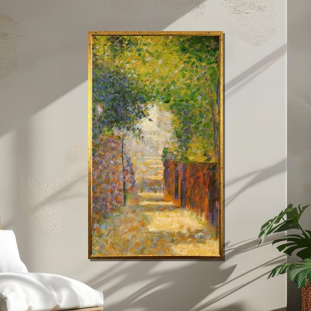 Georges Seurat Garden Path Canvas, Pointillist Landscape Wall Art ...