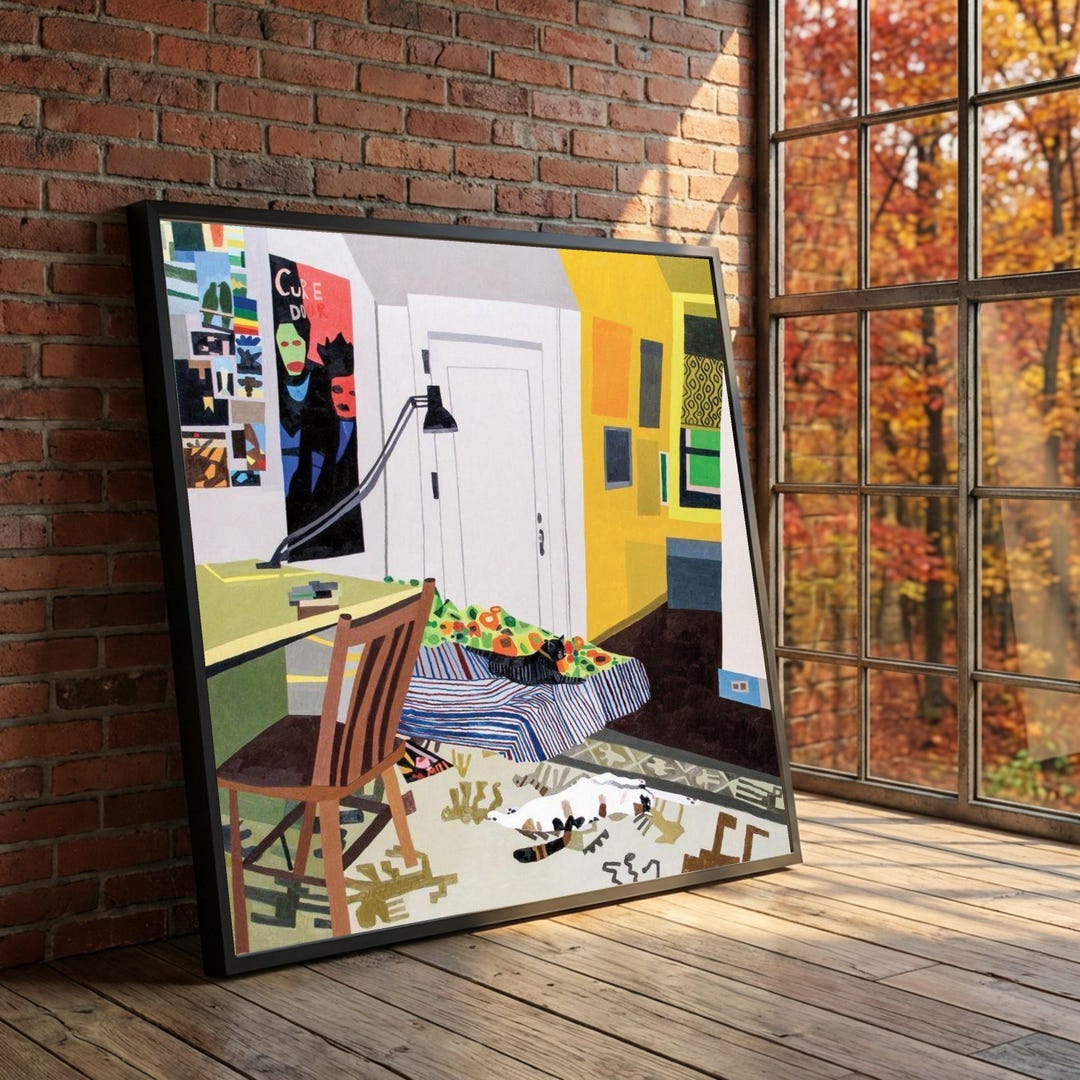 Modern Interior Room Scene Canvas, Abstract Wall Art, Cozy Home Decor ...