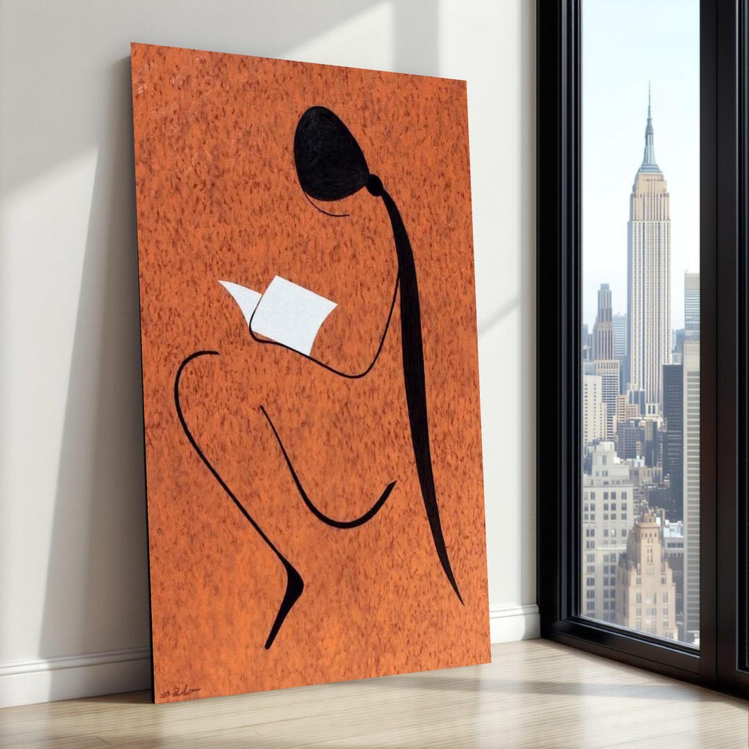 Woman Reading Abstract Canvas Art, Modern Home Decor - Etsy
