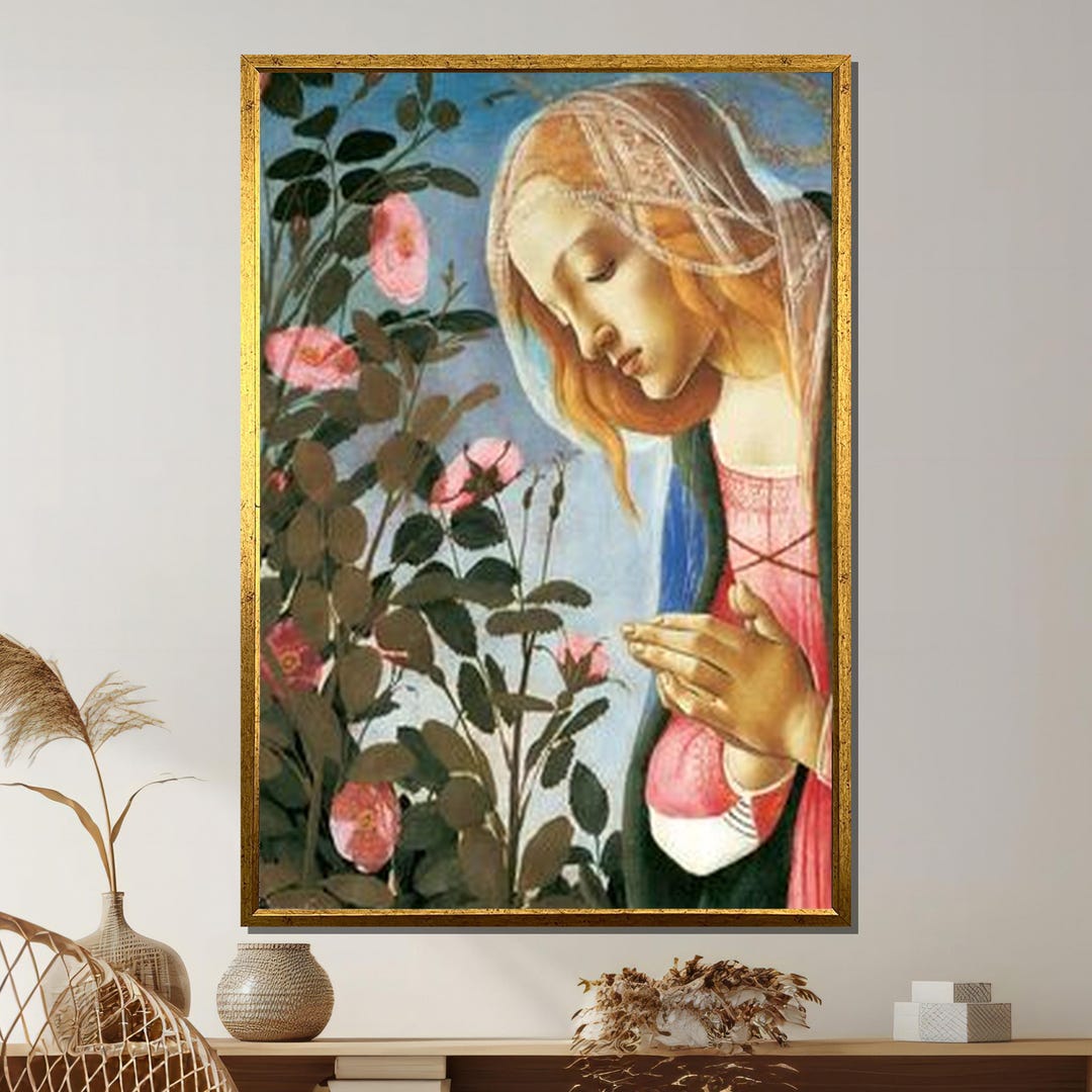 Botticelli Madonna Rose Canvas, Virgin Mary Wall Art, Renaissance ...