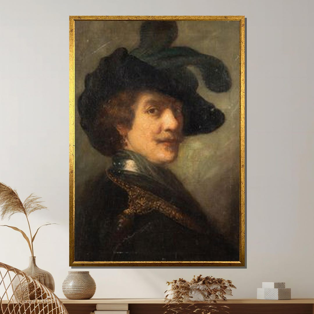 Rembrandt Self-portrait With Plumed Hat Canvas, Baroque Masterpiece ...
