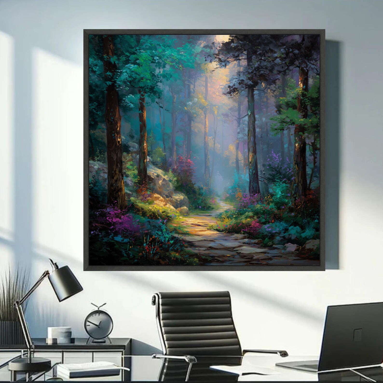 Enchanted Forest Pathway Canvas, Thomas Kinkade Inspired Nature Wall ...