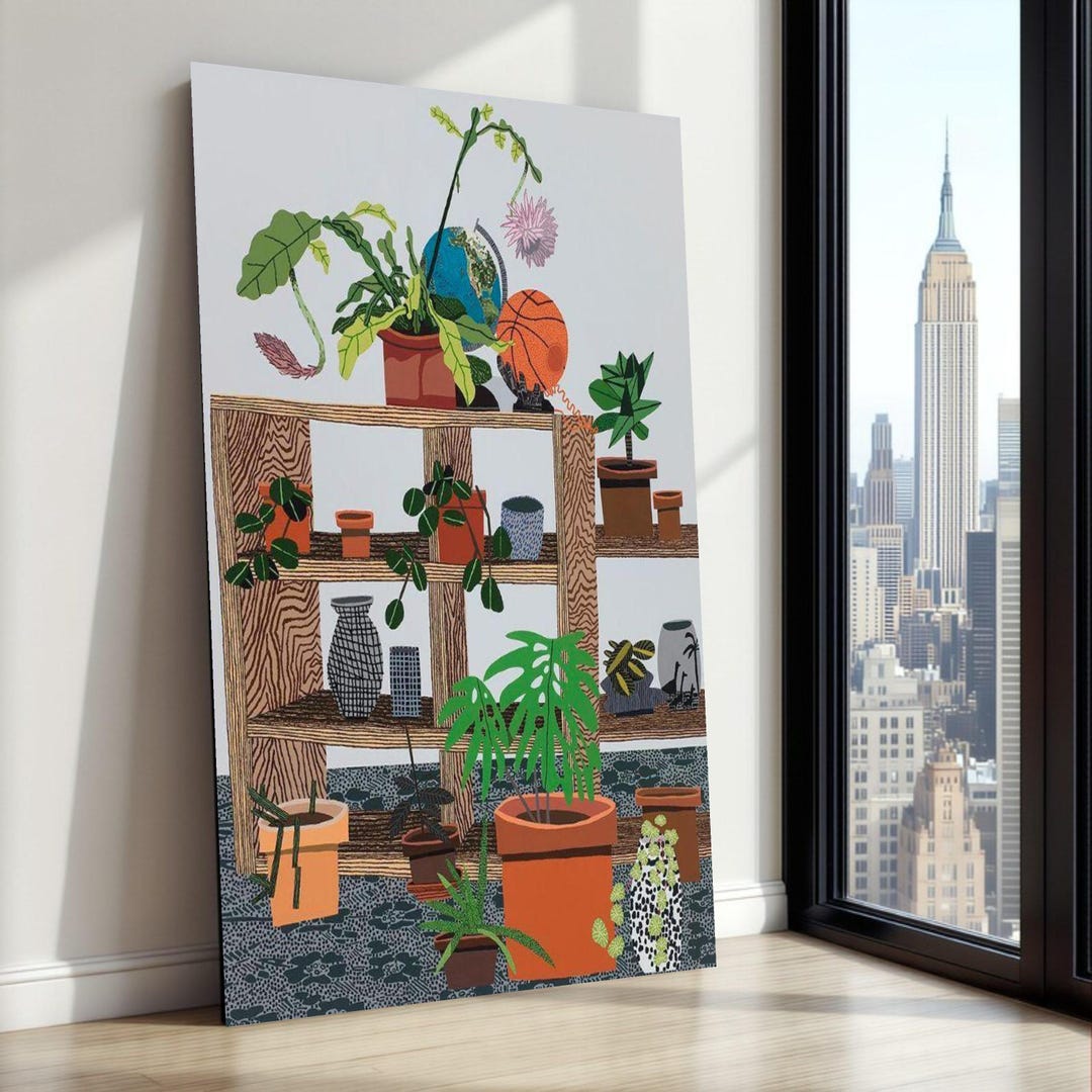 Botanical Shelf Scene Canvas Print, Modern Indoor Plant Art - Etsy