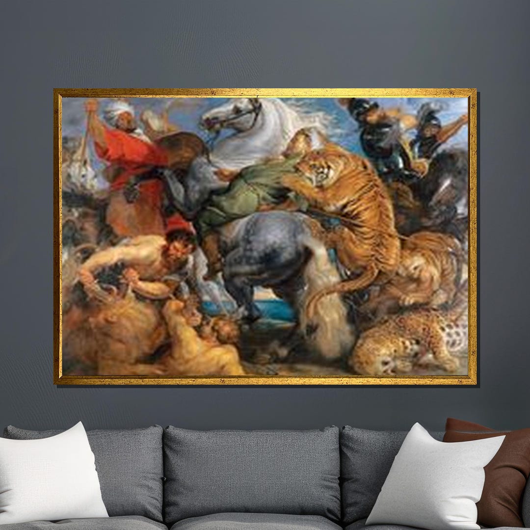 Peter Paul Rubens Tiger Hunt Canvas, Baroque Battle Scene Print ...
