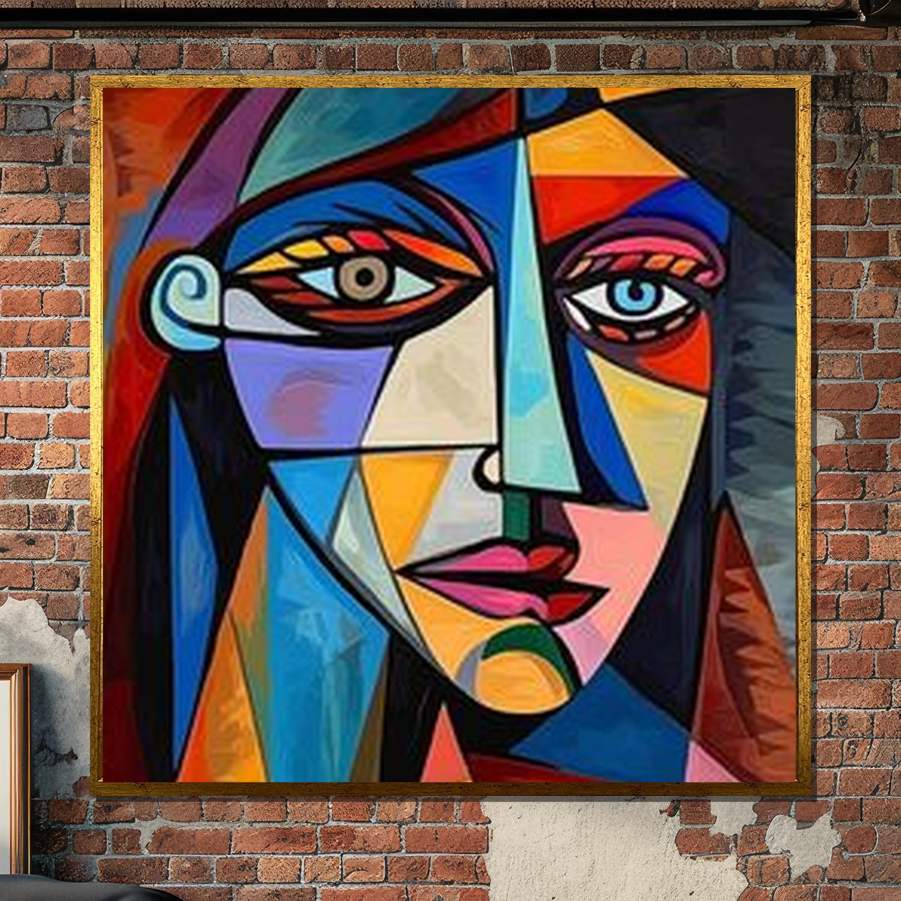 Cubist Woman Portrait Canvas, Picasso Inspired Abstract Face Art ...