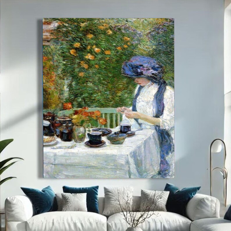 Monet Inspired Garden Tea Canvas, Impressionist Floral Wall Art - Etsy