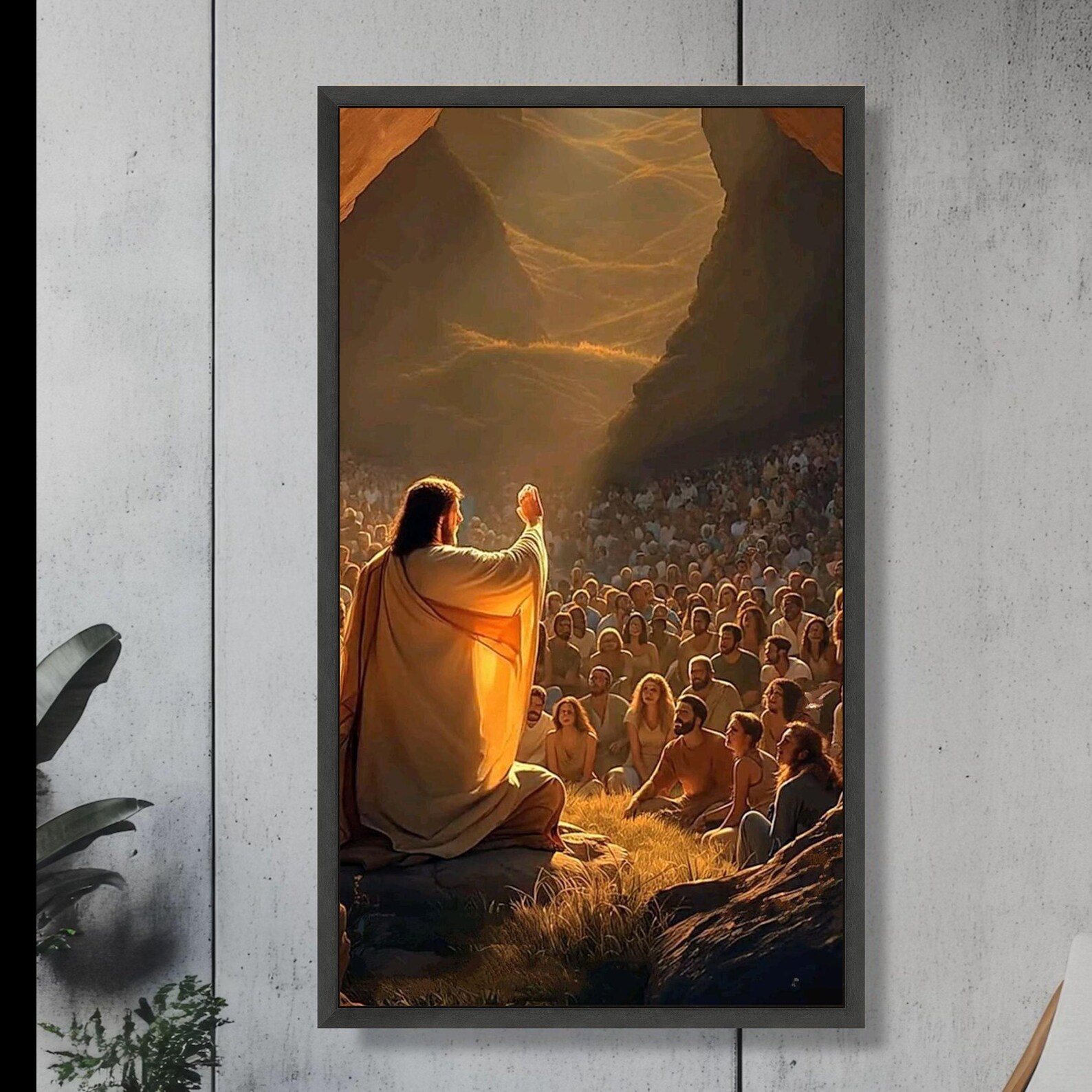 Jesus Teaching Canvas, Sermon on the Mount, Religious Christian Wall ...
