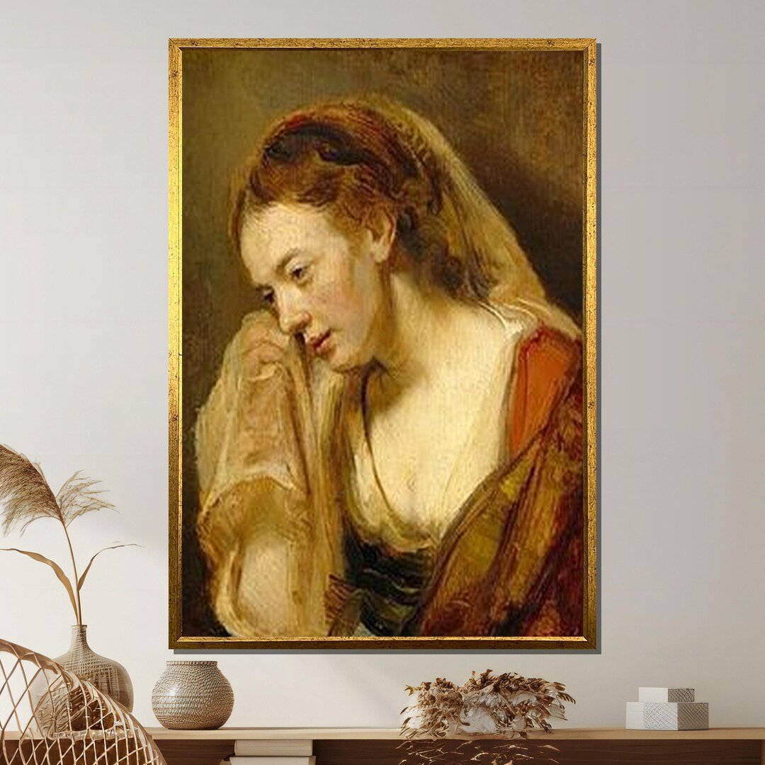 Rembrandt Weeping Woman Canvas, Baroque Portrait Art, Classic Rembrandt ...