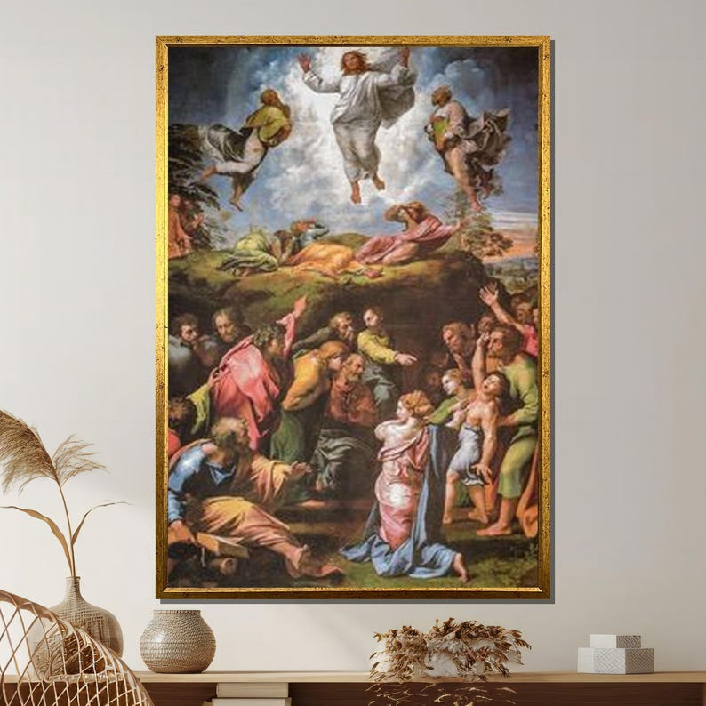 Raphael Transfiguration Canvas, Renaissance Religious Masterpiece, Christ Ascension Wall Art ...