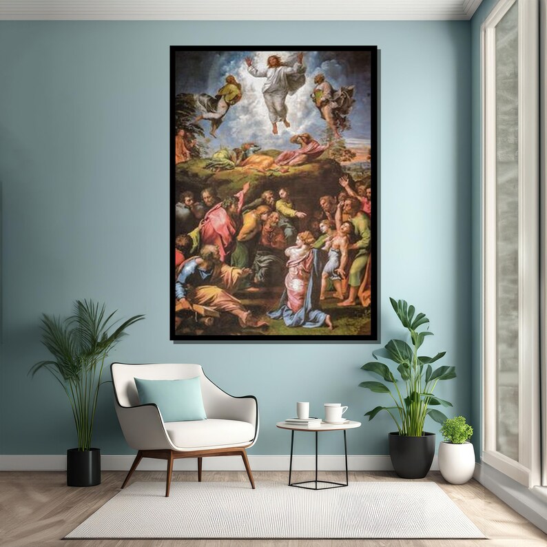 Raphael Transfiguration Canvas, Renaissance Religious Masterpiece, Christ Ascension Wall Art ...
