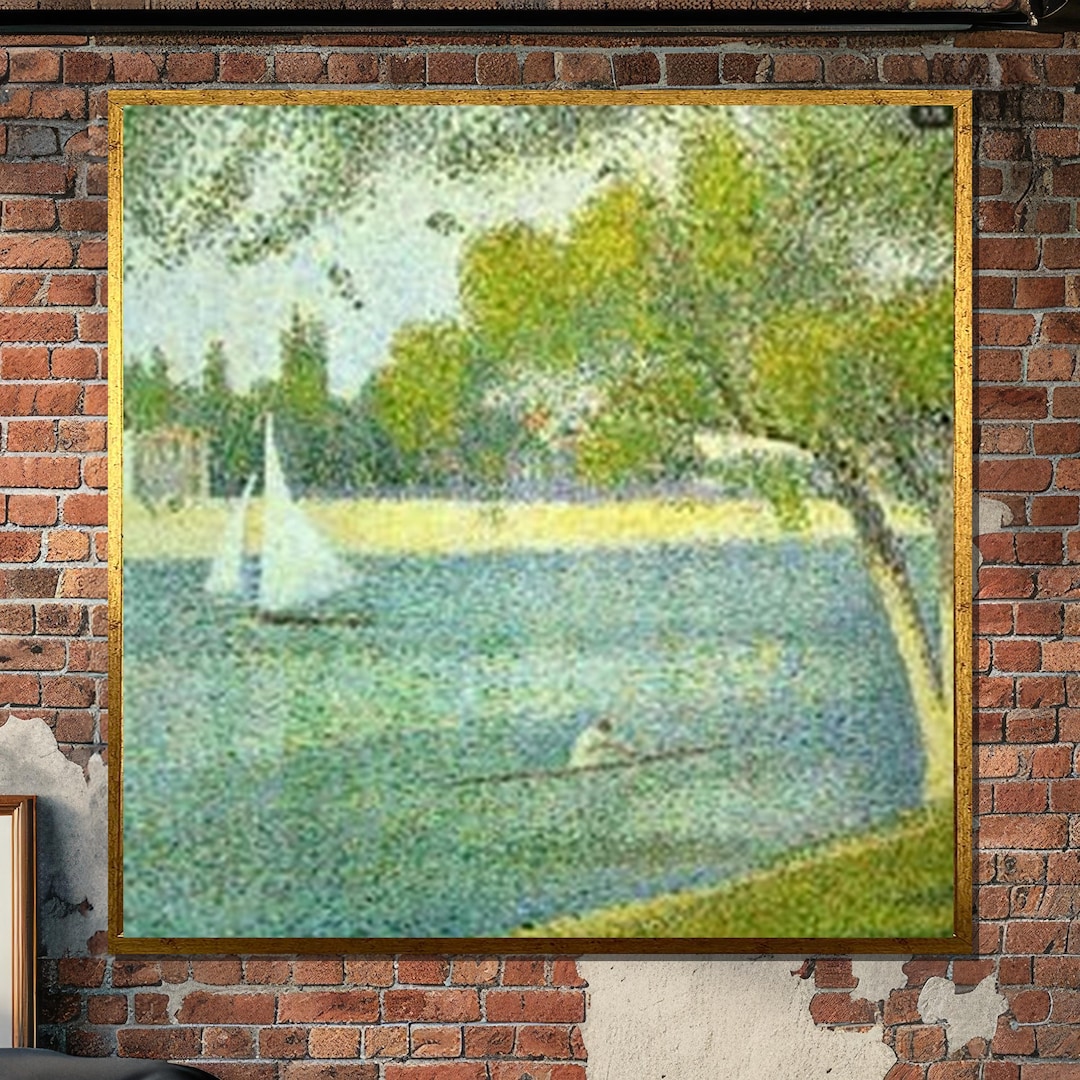 Georges Seurat River Scene Canvas, Pointillism Sailboat Print ...